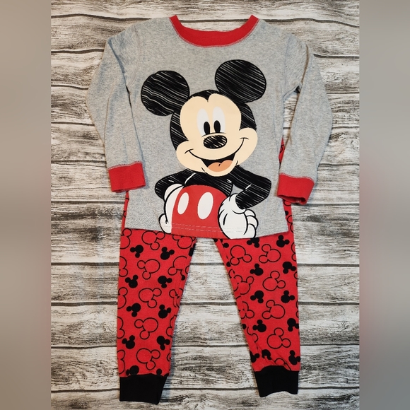 Disney | Pajamas | Disney Red And Grey Mickey Mouse Pajamas | Poshmark